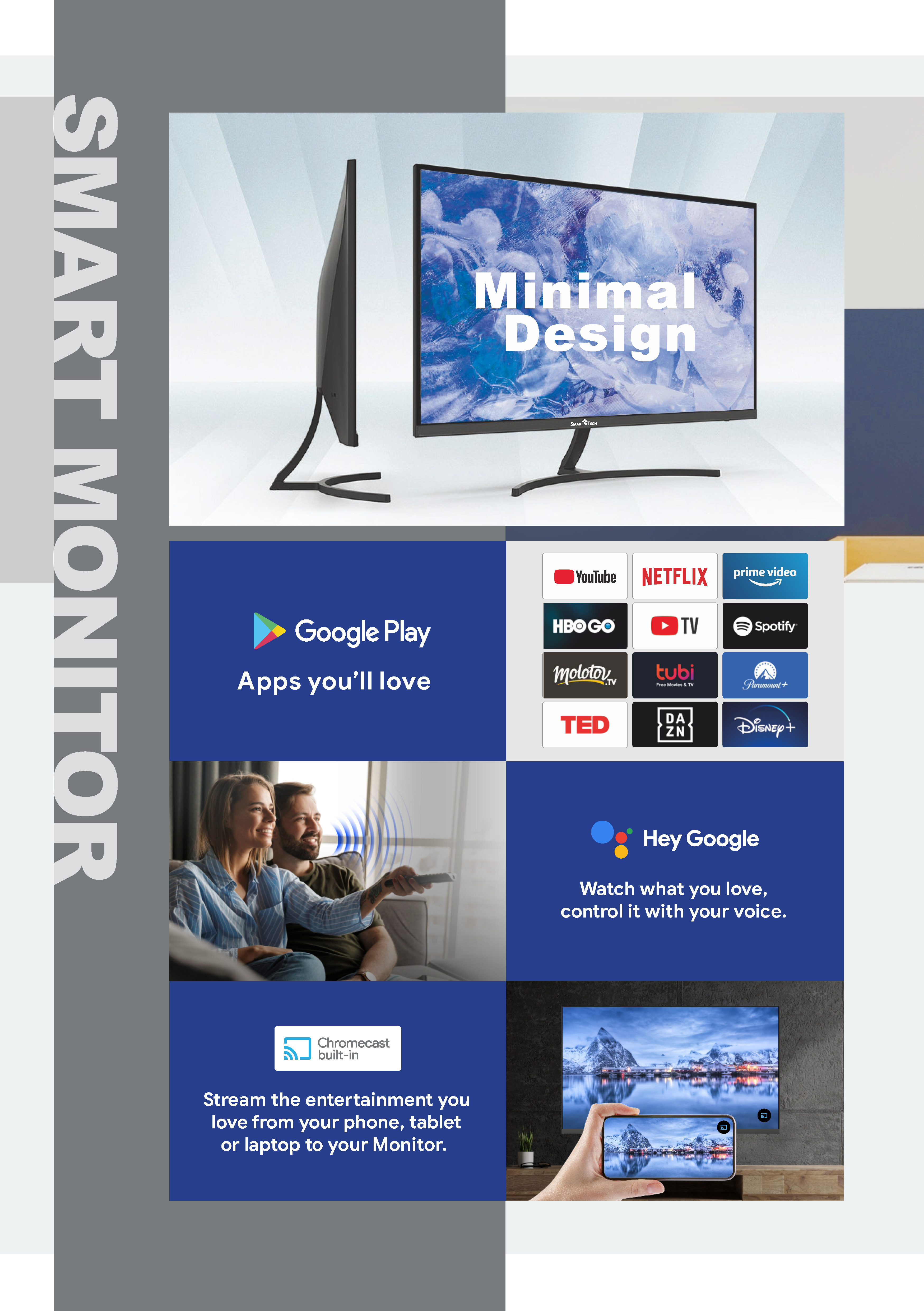 Smart Tech Ecran PC Smart Android 24 238S01FVF DALLE VA Netflix Youtube ...